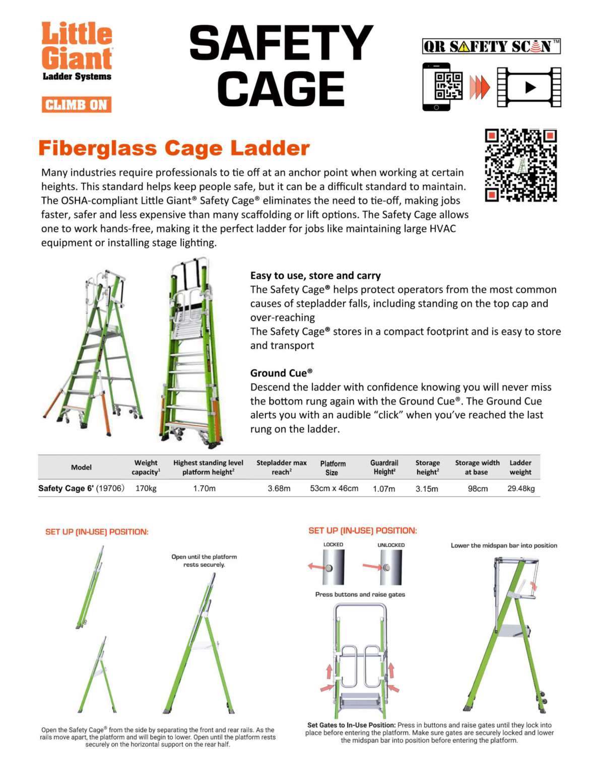 Adjustable Fiberglass Safety Cage Ladder – Ladders & Hardware